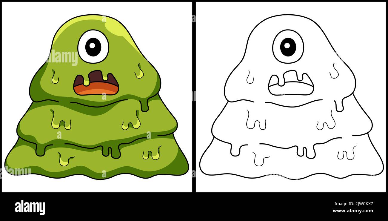 Monster Slime Coloring Page Colored Illustration Stock Vector Image ...