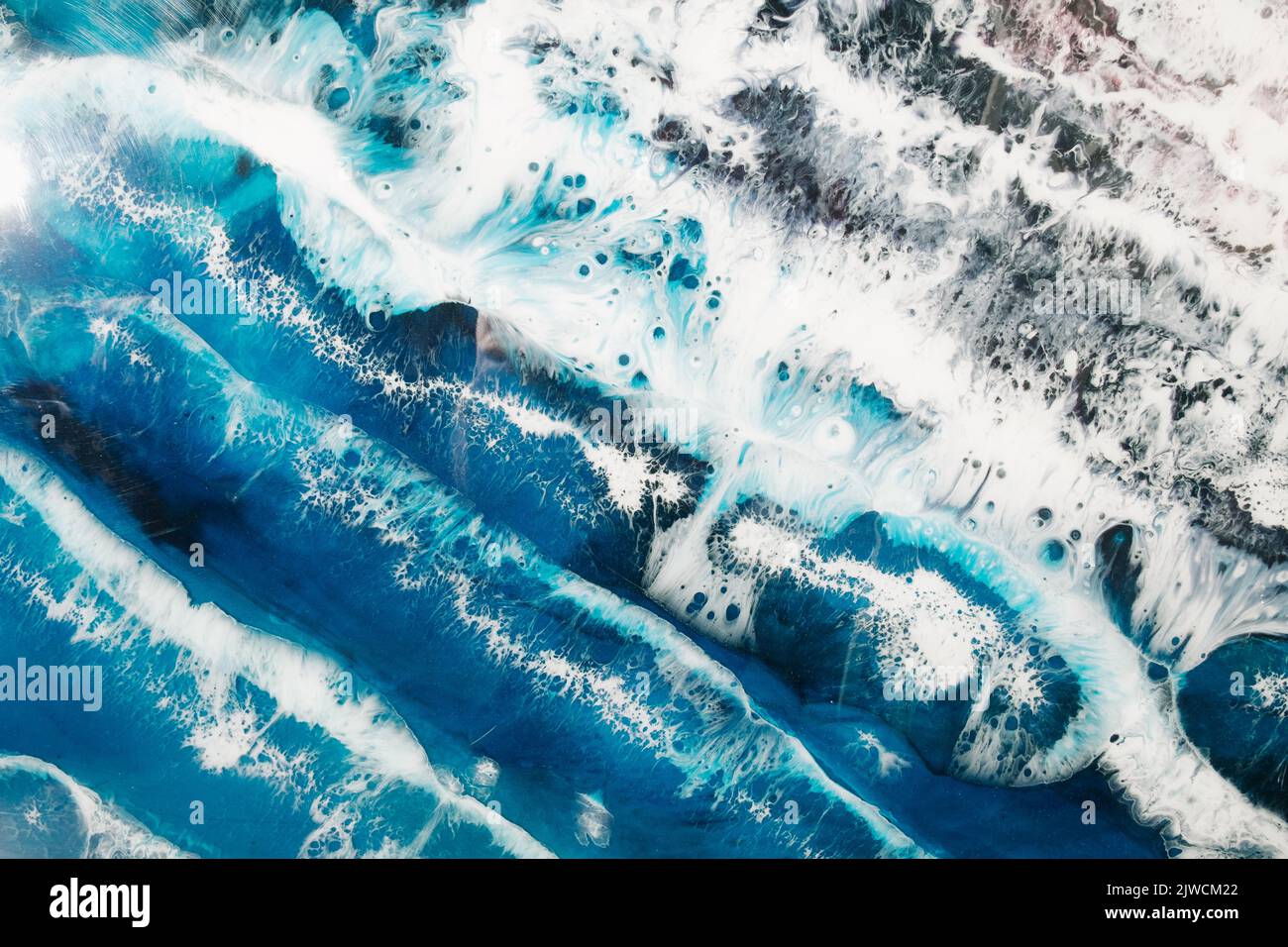 acrylic ink marble texture persian blue ocean wave Stock Photo - Alamy
