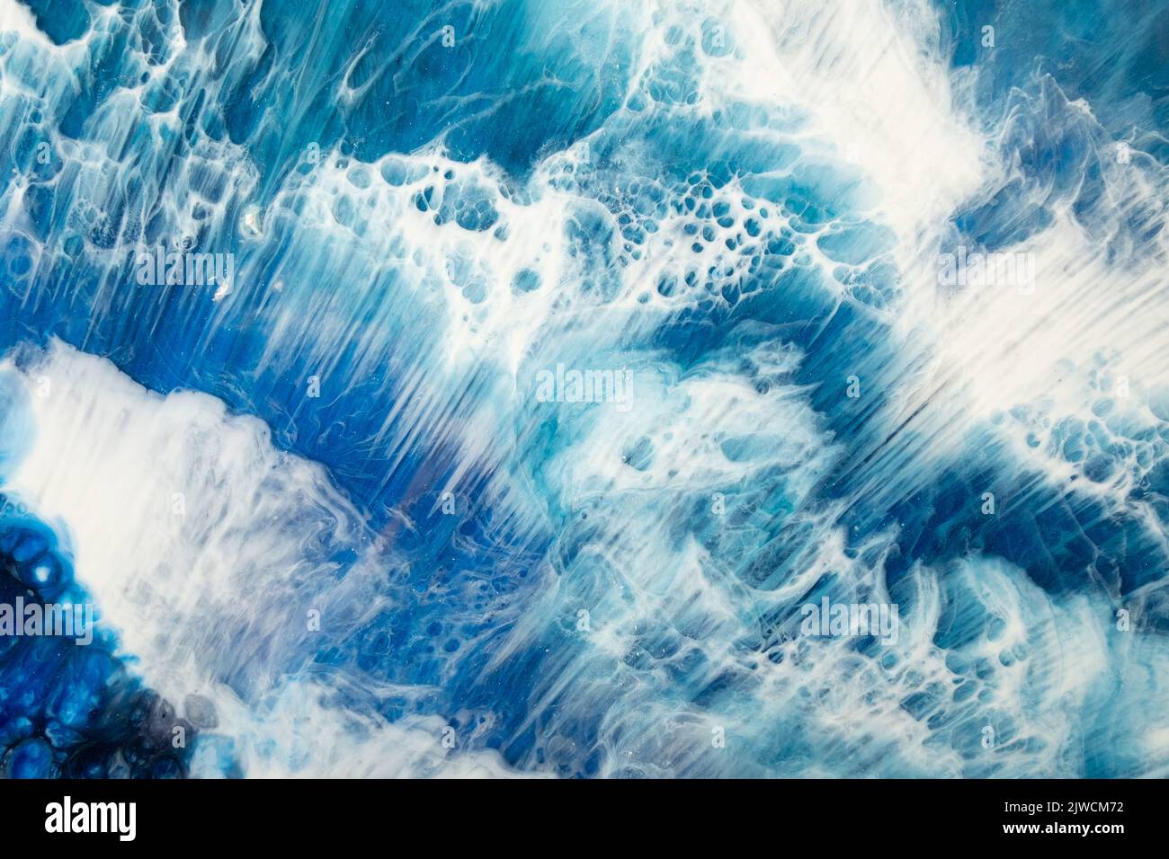 alcohol ink water marble texture blue white clouds Stock Photo - Alamy