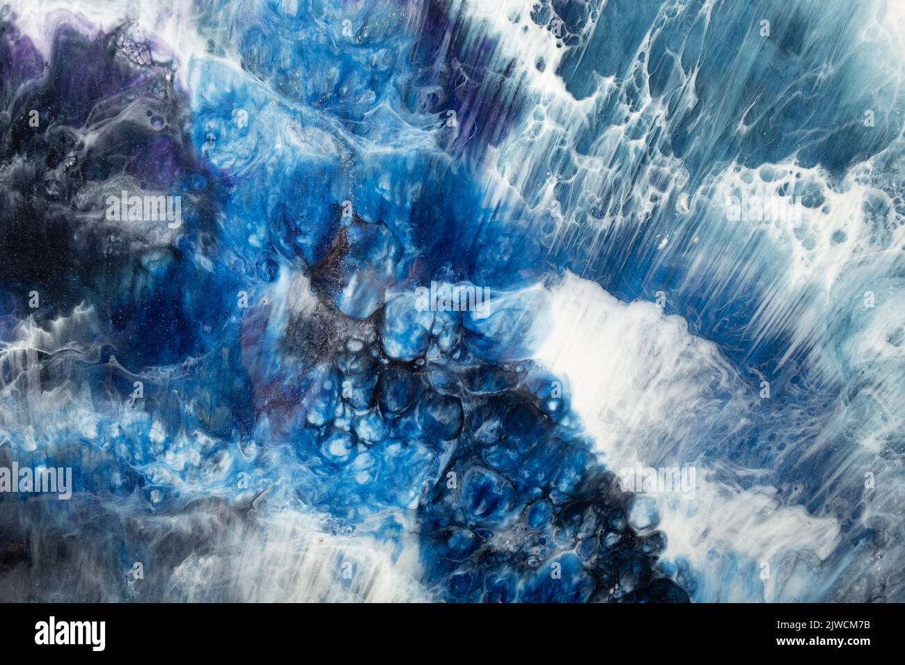 alcohol ink water marble texture blue ocean wave Stock Photo - Alamy