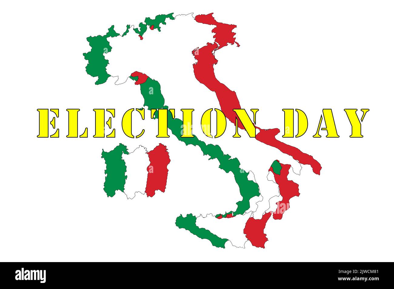 Italy: three silhouettes of Italy, with the colors of the flag, graphic ...