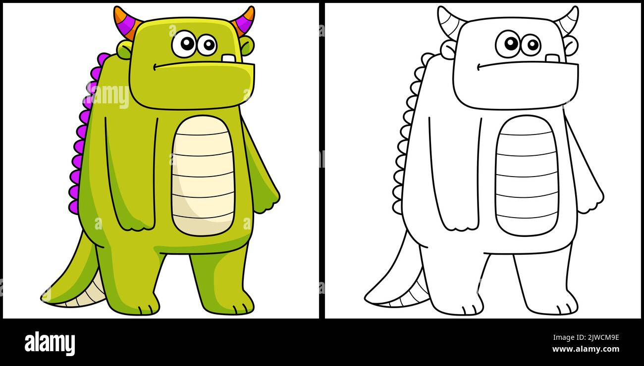 Creepy Monster Coloring Page Colored Illustration Stock Vector Image ...