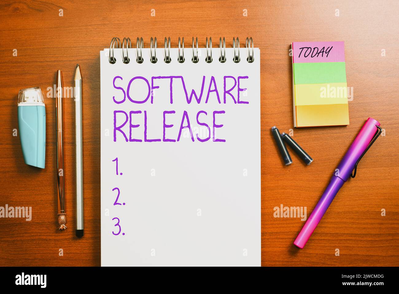 Text caption presenting Software Releasesum of stages of development ...