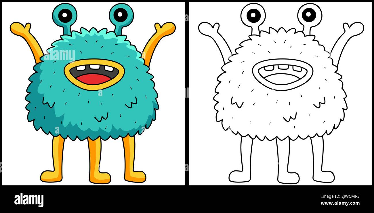 Talking Monster Coloring Page Colored Illustration Stock Vector Image ...