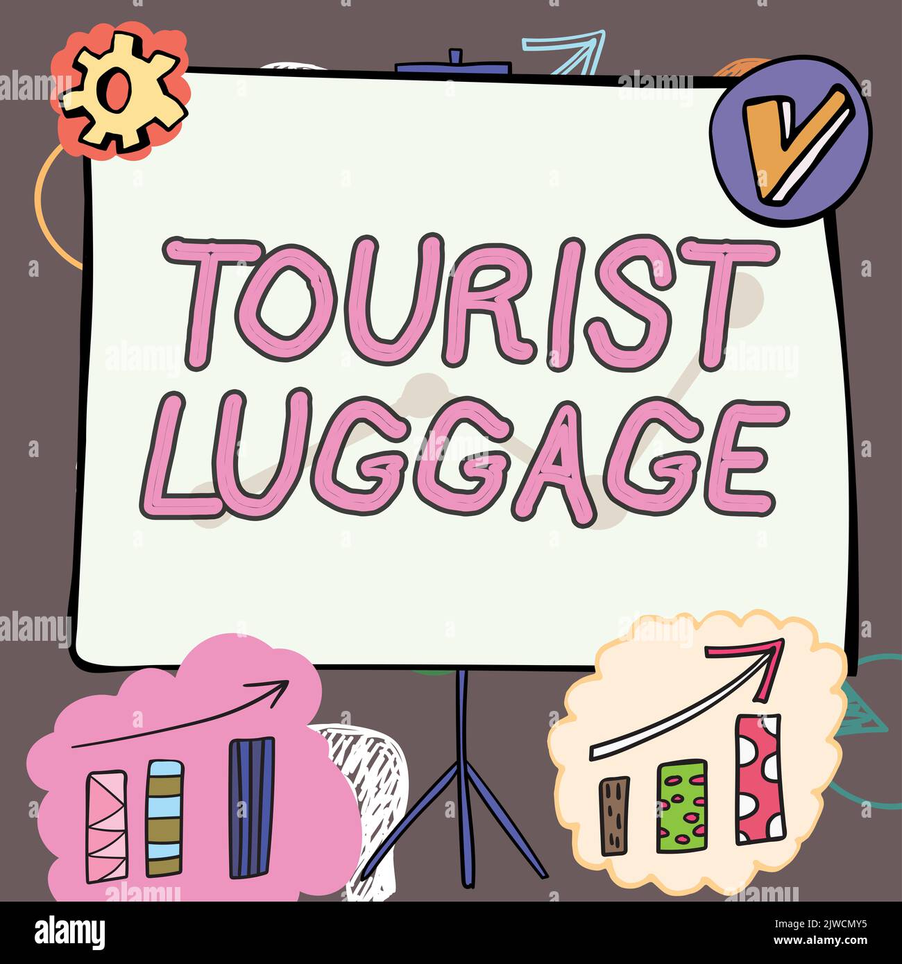 Sign displaying Tourist Luggagebig bag that contains everything one ...