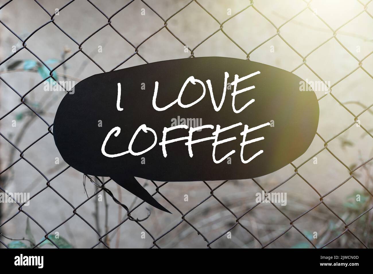 Conceptual display I Love Coffee. Word Written on Loving affection for ...