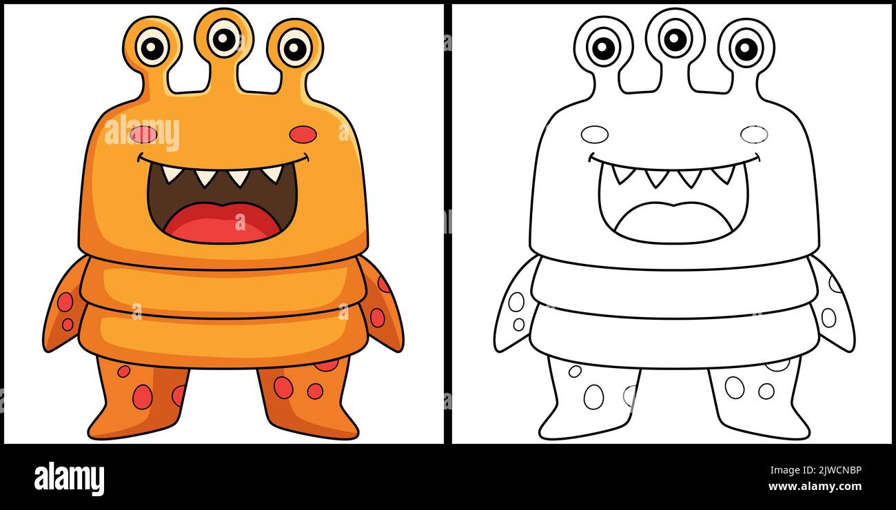 Monster Three Eyed Coloring Page Illustration Stock Vector Image & Art ...