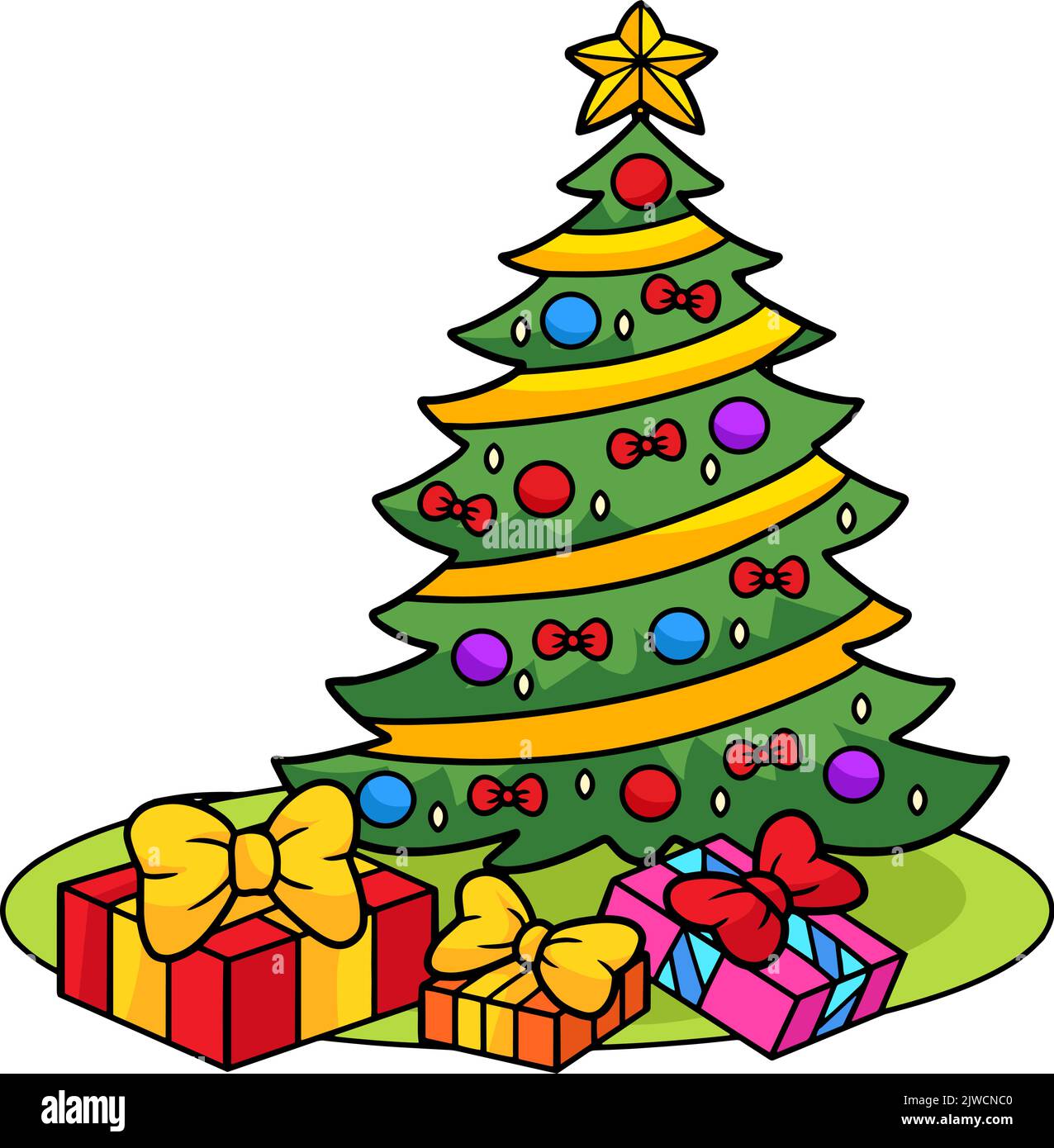 Christmas Tree with Gifts Cartoon Colored Clipart Stock Vector Image ...