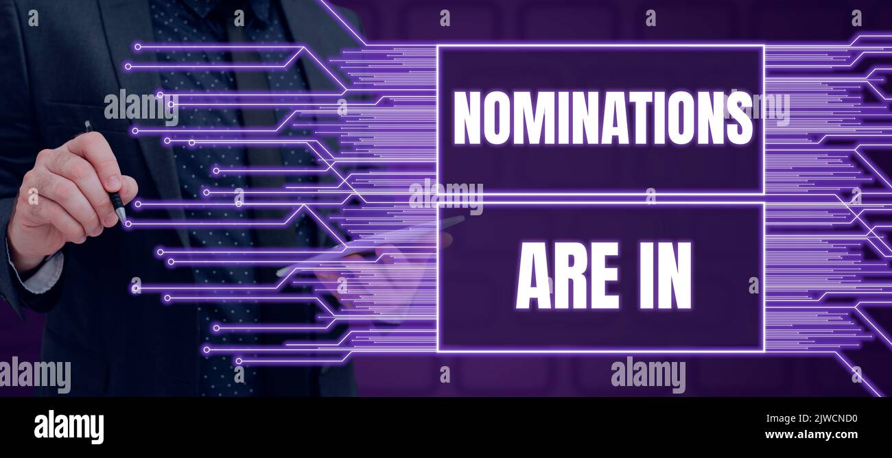 Inspiration showing sign Nominations Are In. Word Written on Formally ...