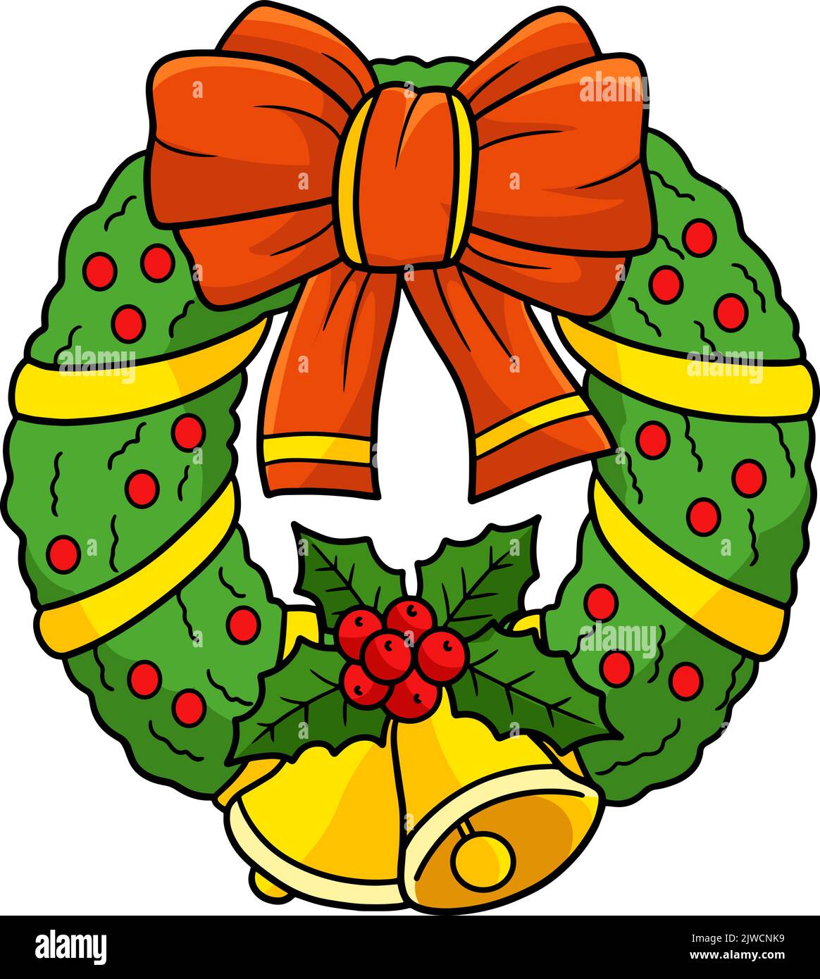 Christmas Wreath With Bells Cartoon Clipart Stock Vector Image & Art ...