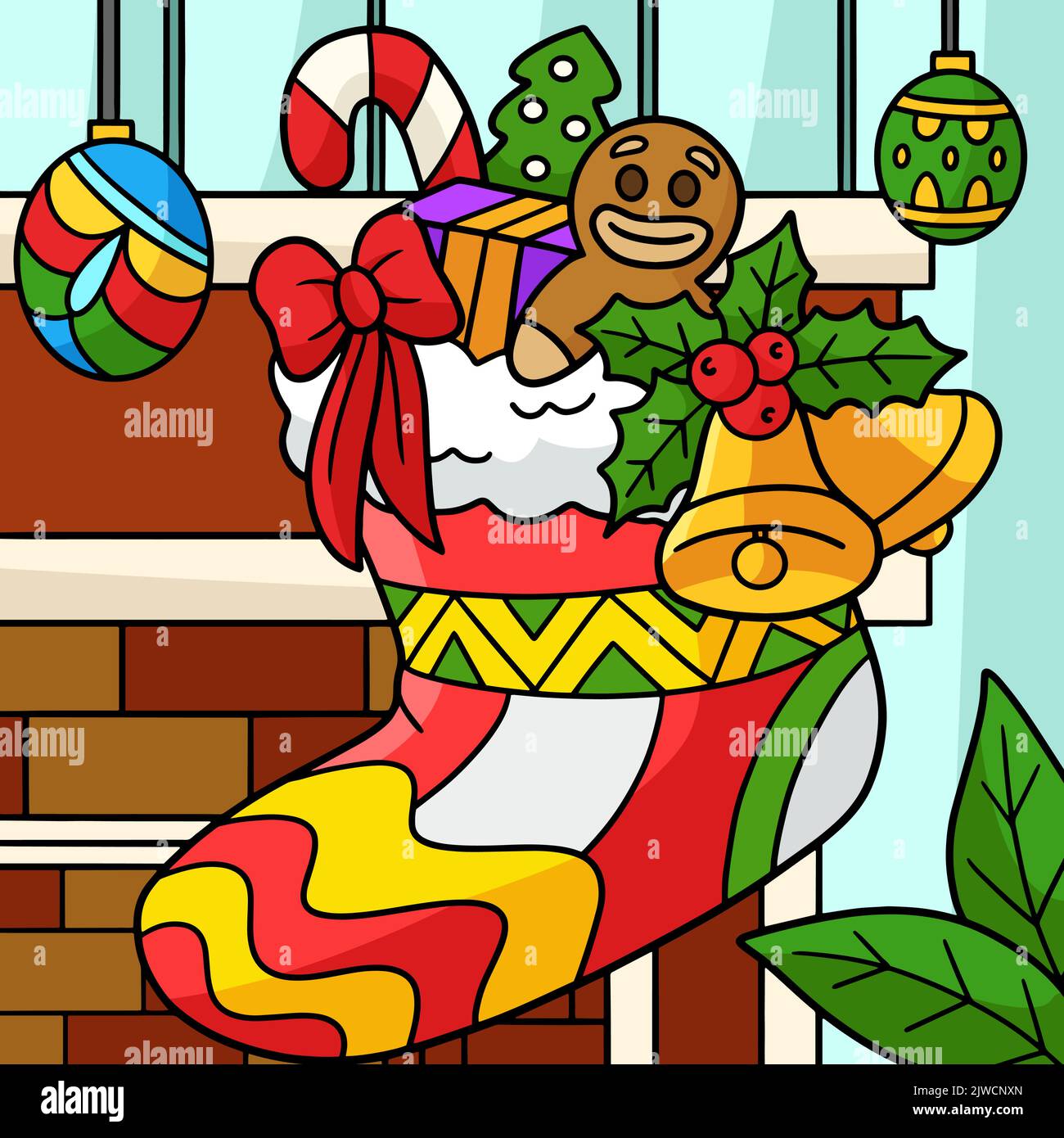 Christmas Stocking Colored Cartoon Illustration Stock Vector Image ...