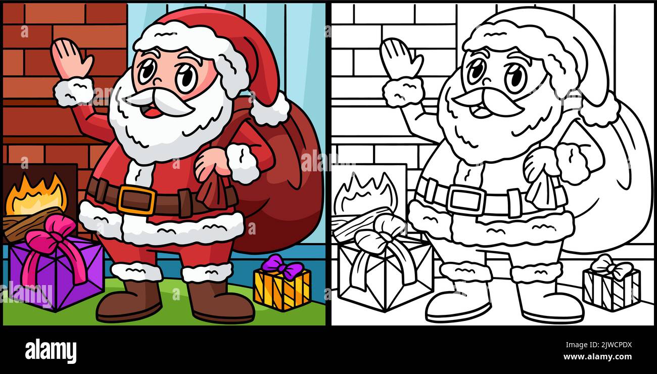 Santa Claus Coloring Page Colored Illustration Stock Vector Image & Art ...