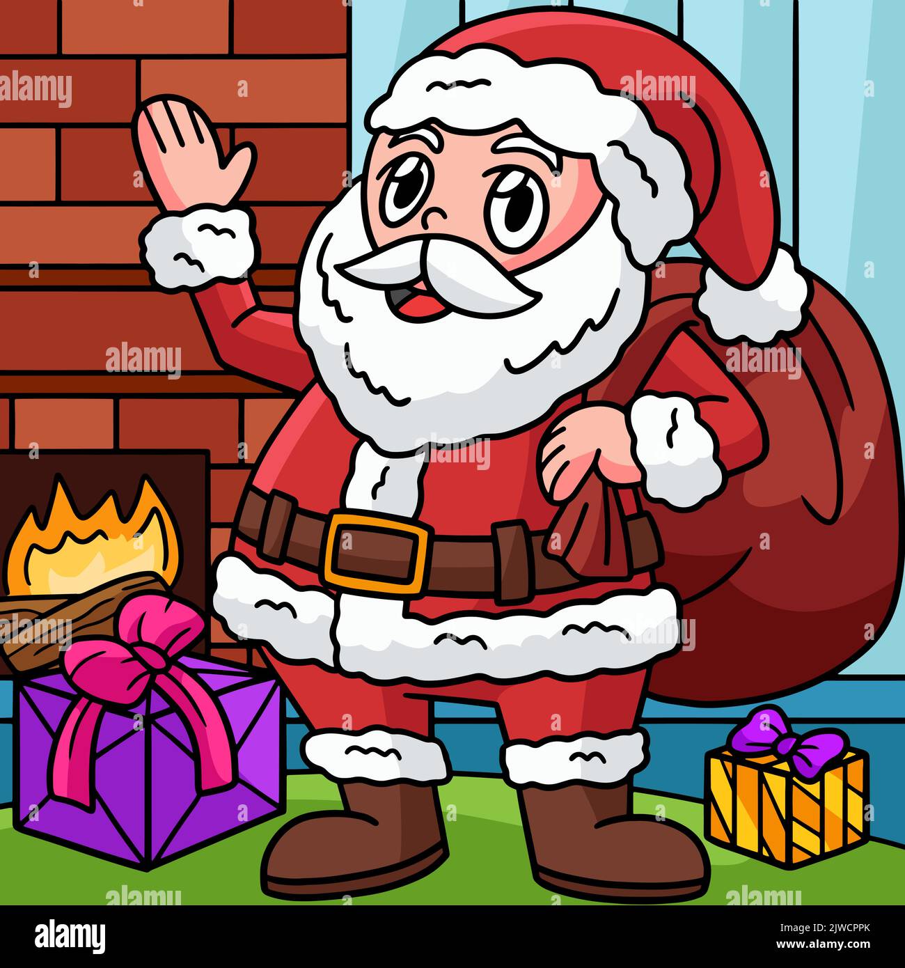 Santa Claus Colored Cartoon Illustration Stock Vector Image & Art - Alamy