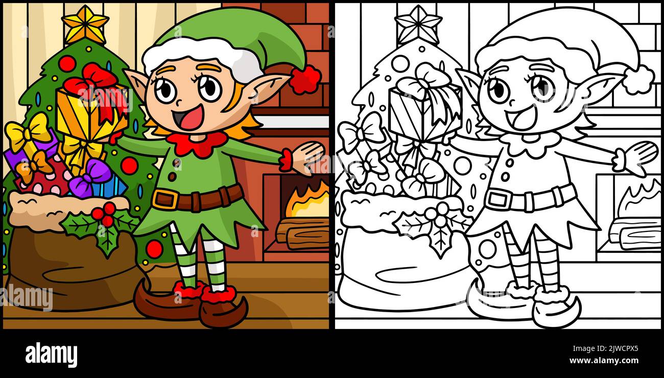 Elf coloring page Stock Vector Images - Alamy