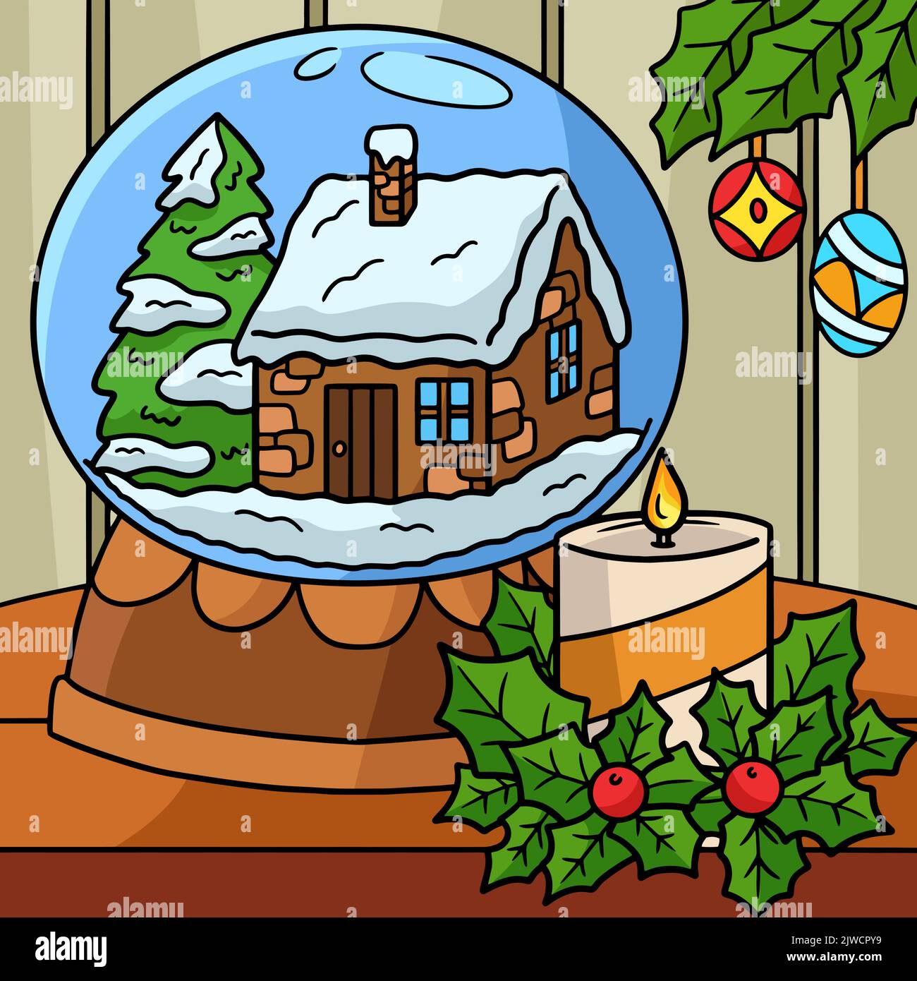 Christmas Snow Globe Colored Cartoon Illustration Stock Vector Image ...