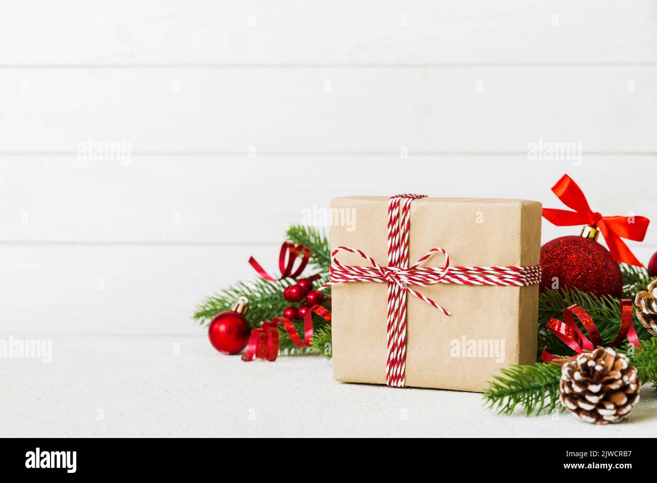 New Year Christmas mood, gift box, branches of a christmas tree, New ...