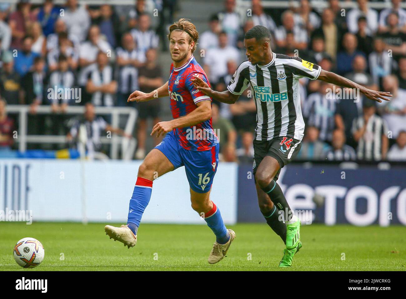 Alexander Isak of Newcastle United and Joachim Andersen of Crystal ... Alexander Isak of Newcastle United and Joachim Andersen of Crystal ...