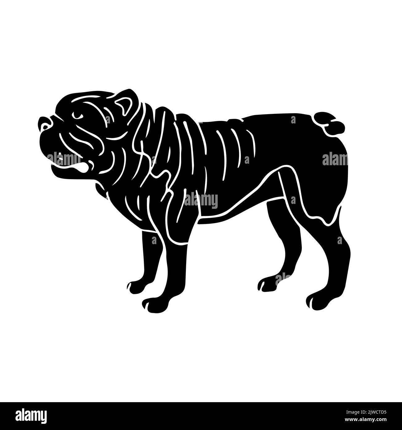 Vector hand drawn doodle sketch black American bulldog dog isolated on white background Stock ...