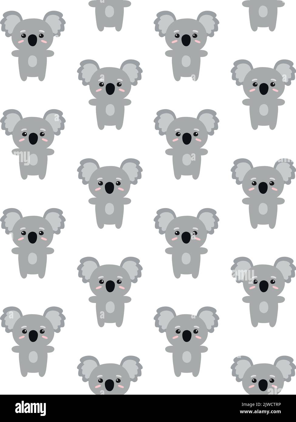 Vector seamless pattern of flat hand drawn koala isolated on white ...
