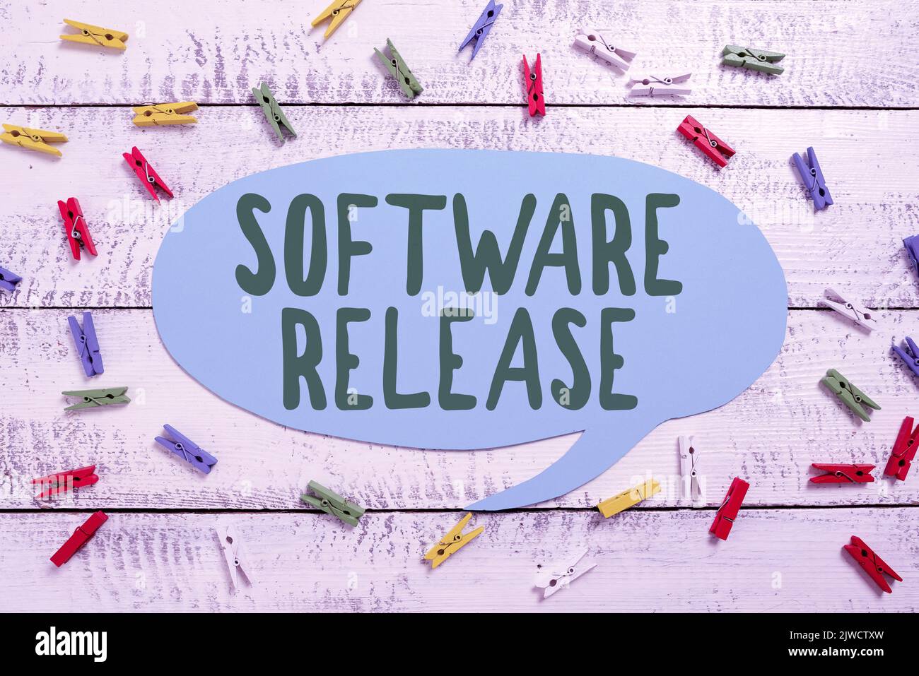 Text sign showing Software Releasesum of stages of development and ...