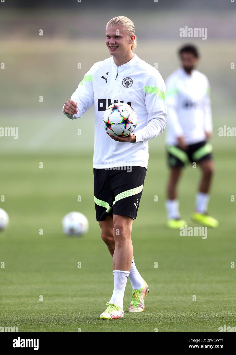 Manchester City's Erling Haaland during a training session at the City ...