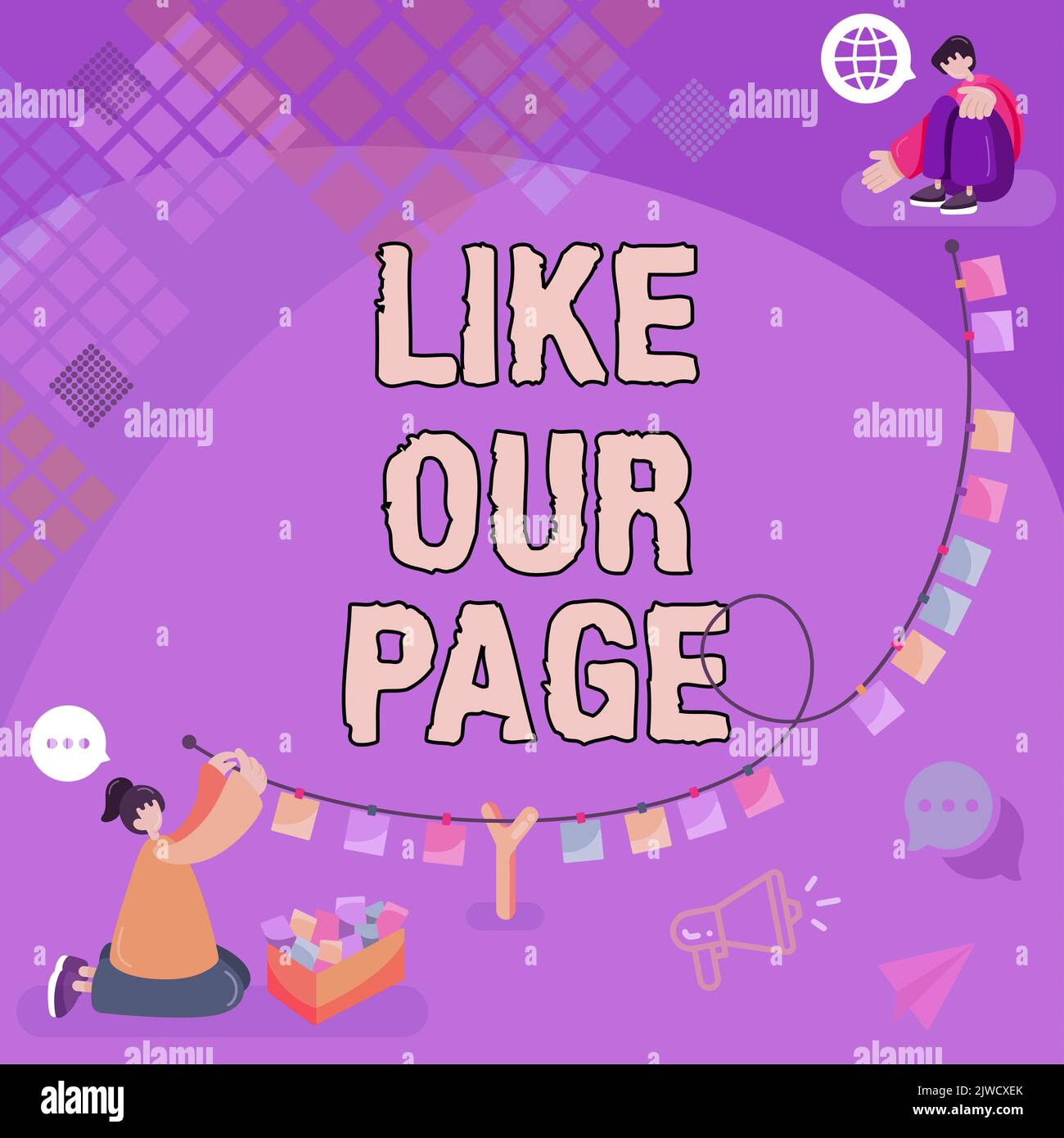 Hand writing sign Like Our Page. Business approach Follow us on the ...