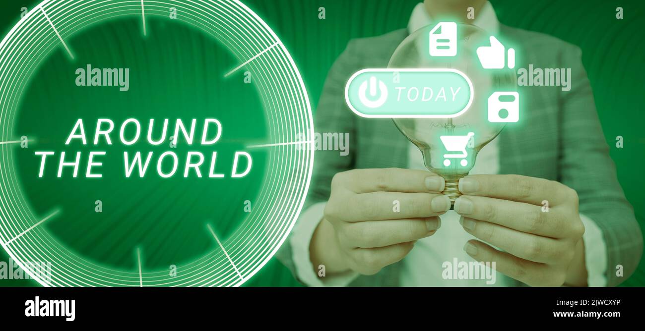 Handwriting text Around The Worldsaying that something available all ...