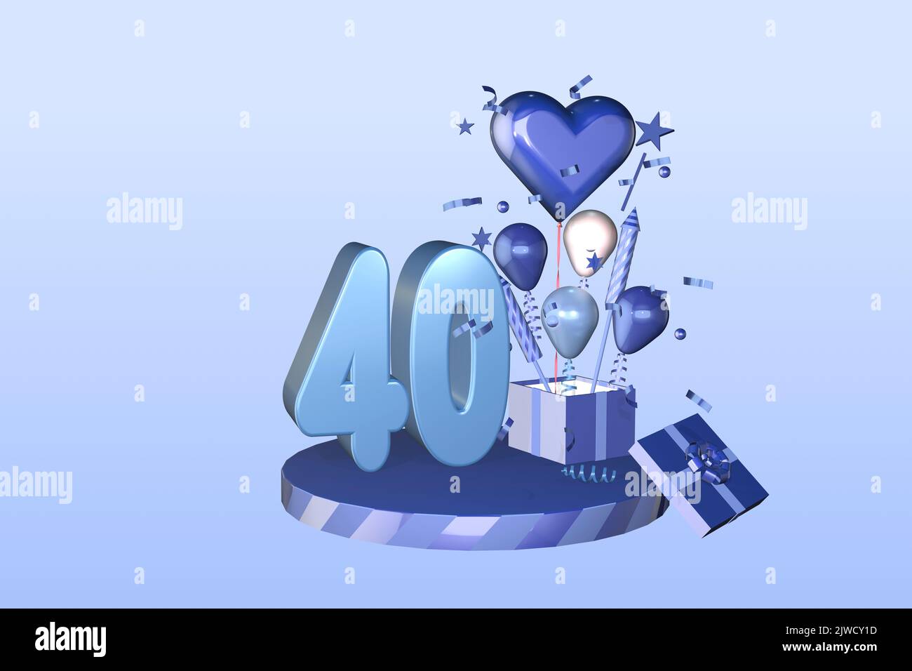 3D rendered display suitable for 40 40th birthday or forty fortieth ...