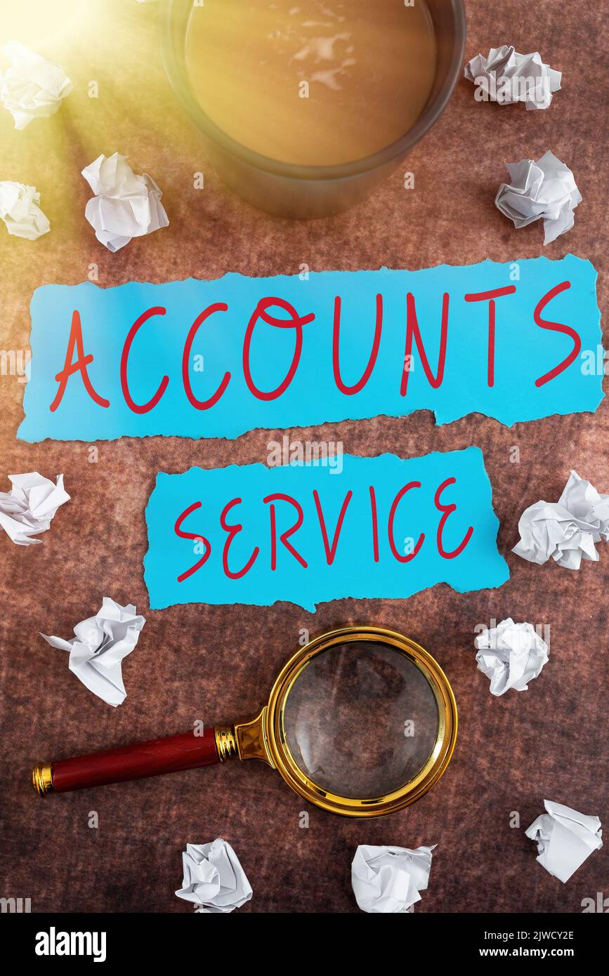 Sign displaying Accounts Serviceaccessing list of user profiles and ...