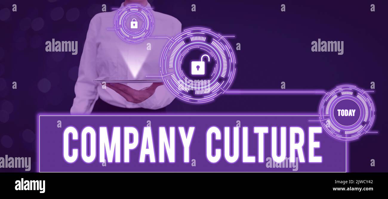 Text sign showing Company CultureThe environment and elements in which ...