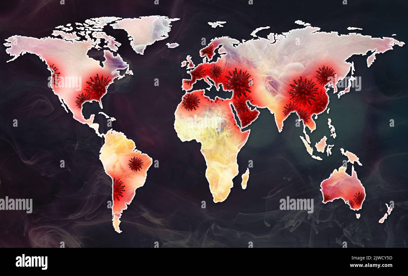 coronavirus infected continent 3d rendering Stock Photo - Alamy