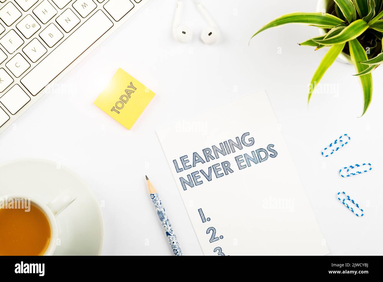 Text caption presenting Learning Never Ends. Internet Concept Life Long Educational and Wellness ...