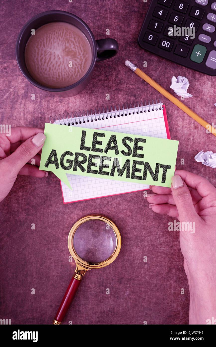 Writing displaying text Lease AgreementContract on the terms to one ...