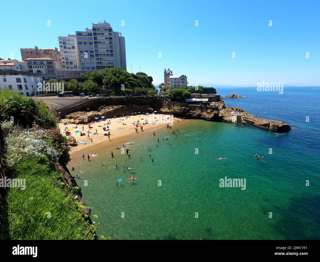 Biarritz, Atlantique Pyrenees. France: July 11, 2022: A view over the ...