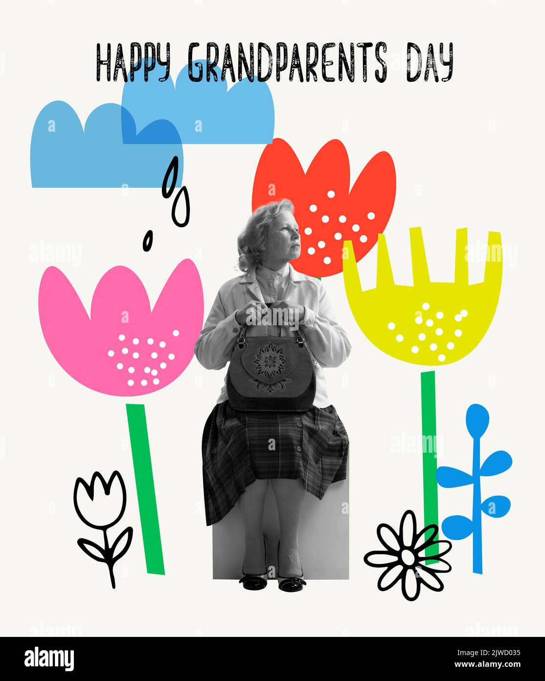 Middle age stylish woman, modern grandmother expresses happy, positive ...