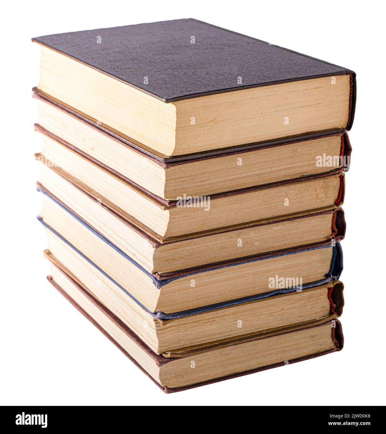 Stack of old books isolated on white background. Library shelf. The ...