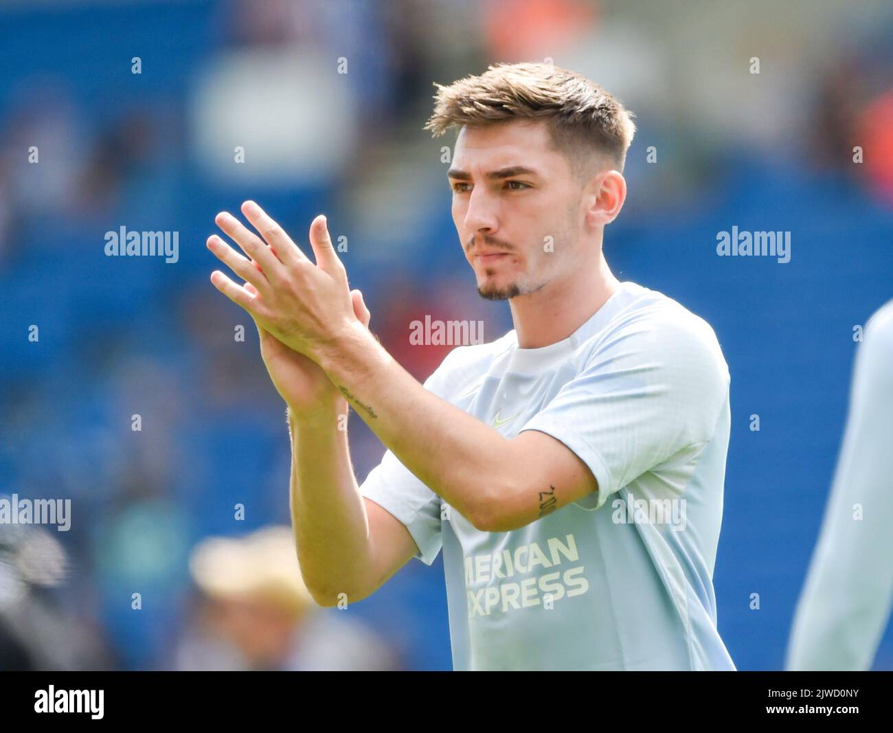 Brighton's new signing Billy Gilmour warming up before the Premier ...