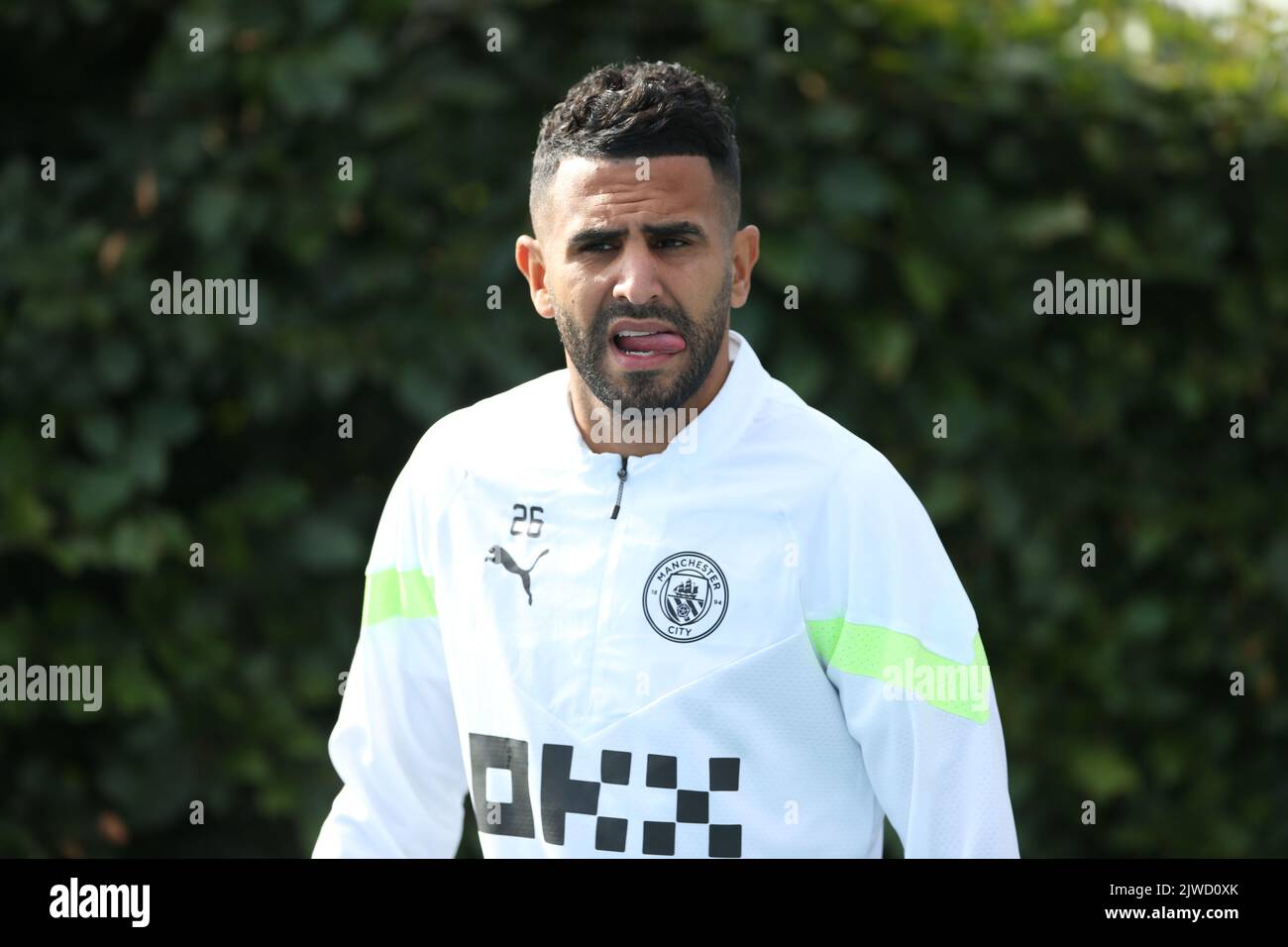 Manchester City's Riyad Mahrez during a training session at the City ...