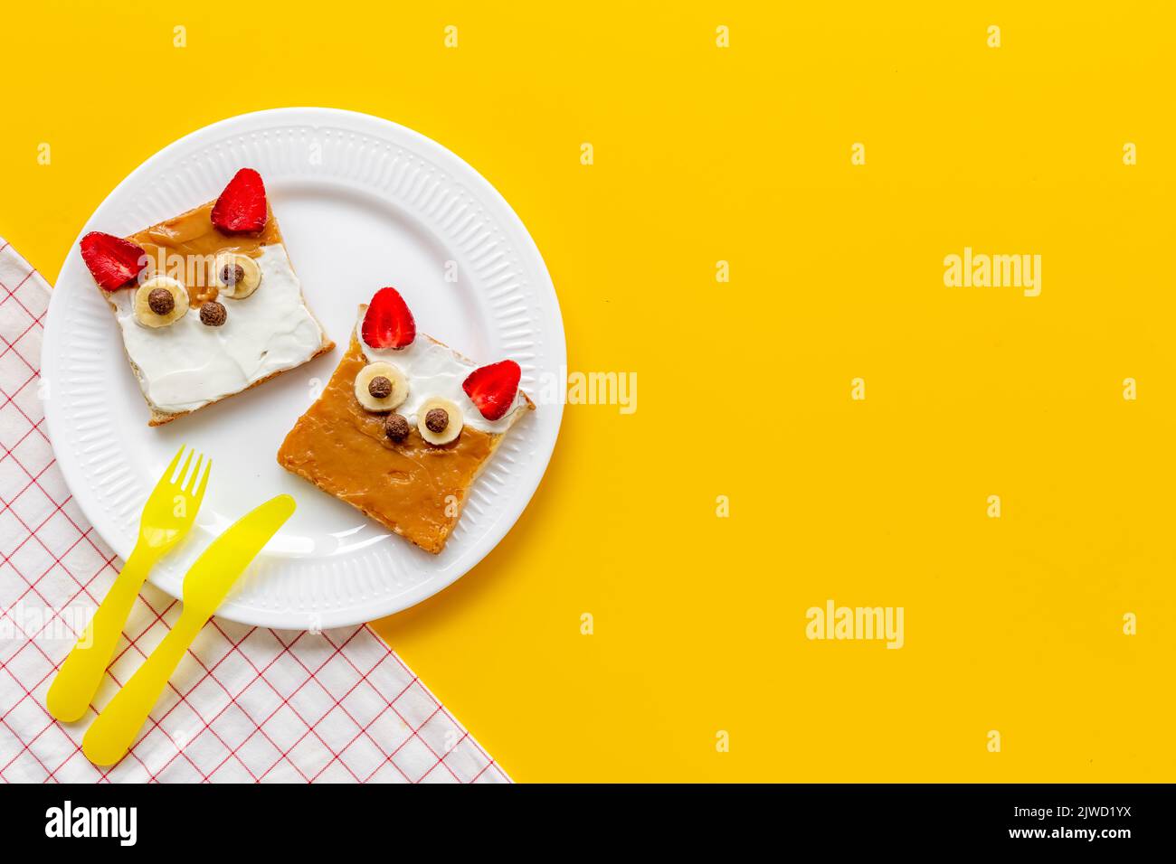 Fox faces sandwiches for funny kids breakfast. Sandwich made from ...