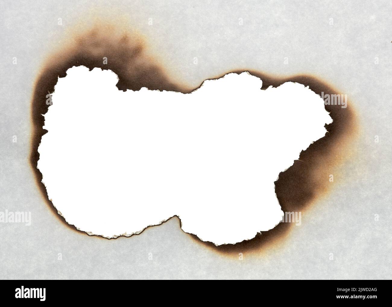 Burnt frame in a paper isolated on white Stock Photo - Alamy