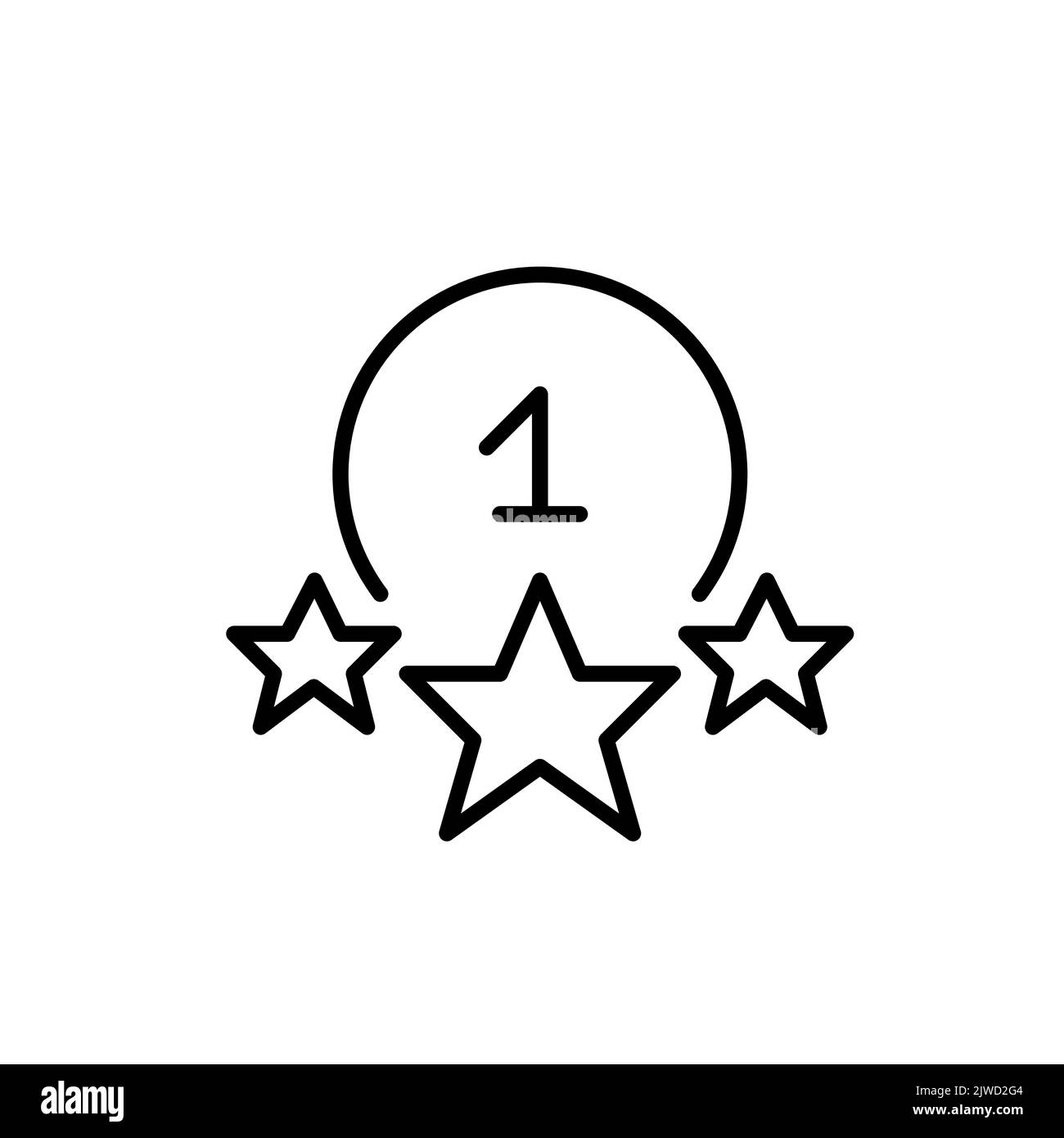 First place winner medal with stars. Pixel perfect, editable stroke ...