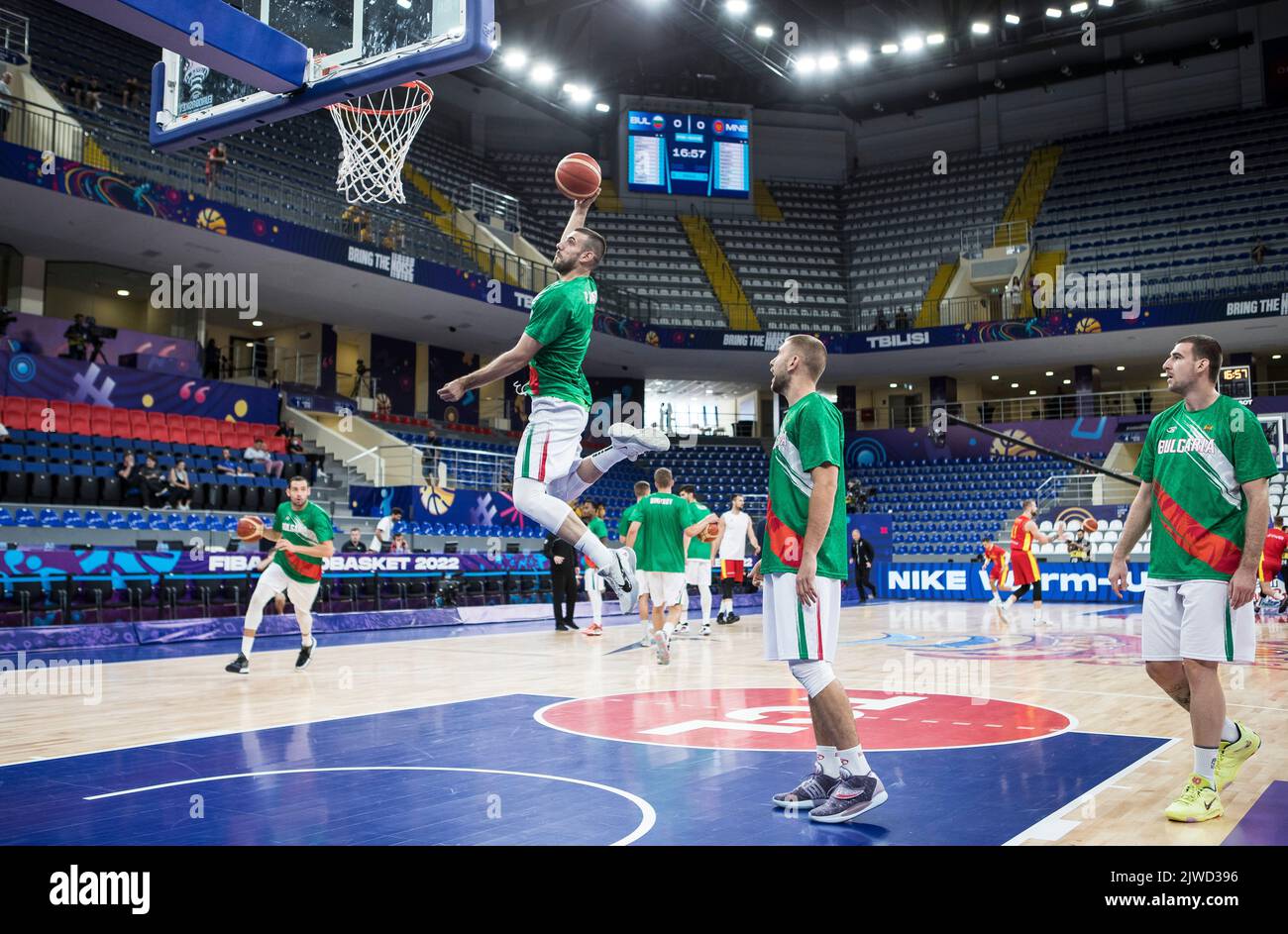 Tbilisi, Georgia, 4th September 2022. The players of Bulgaria warm up ...