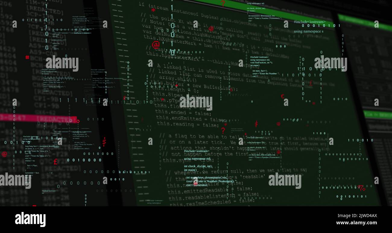 Image of data processing on black background Stock Photo - Alamy
