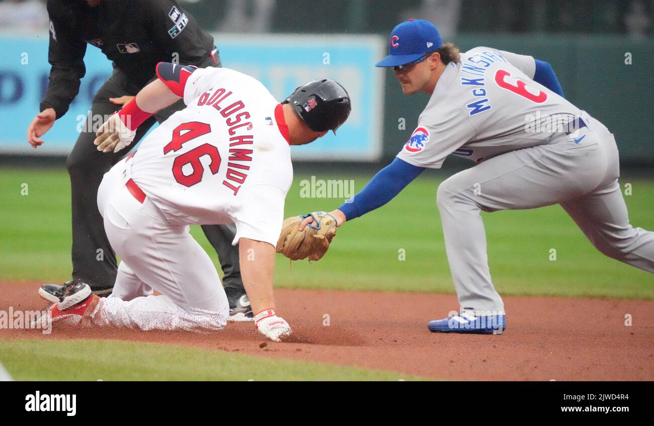 St. Louis Cardinals Paul Goldschmidt slides into second base with a ...