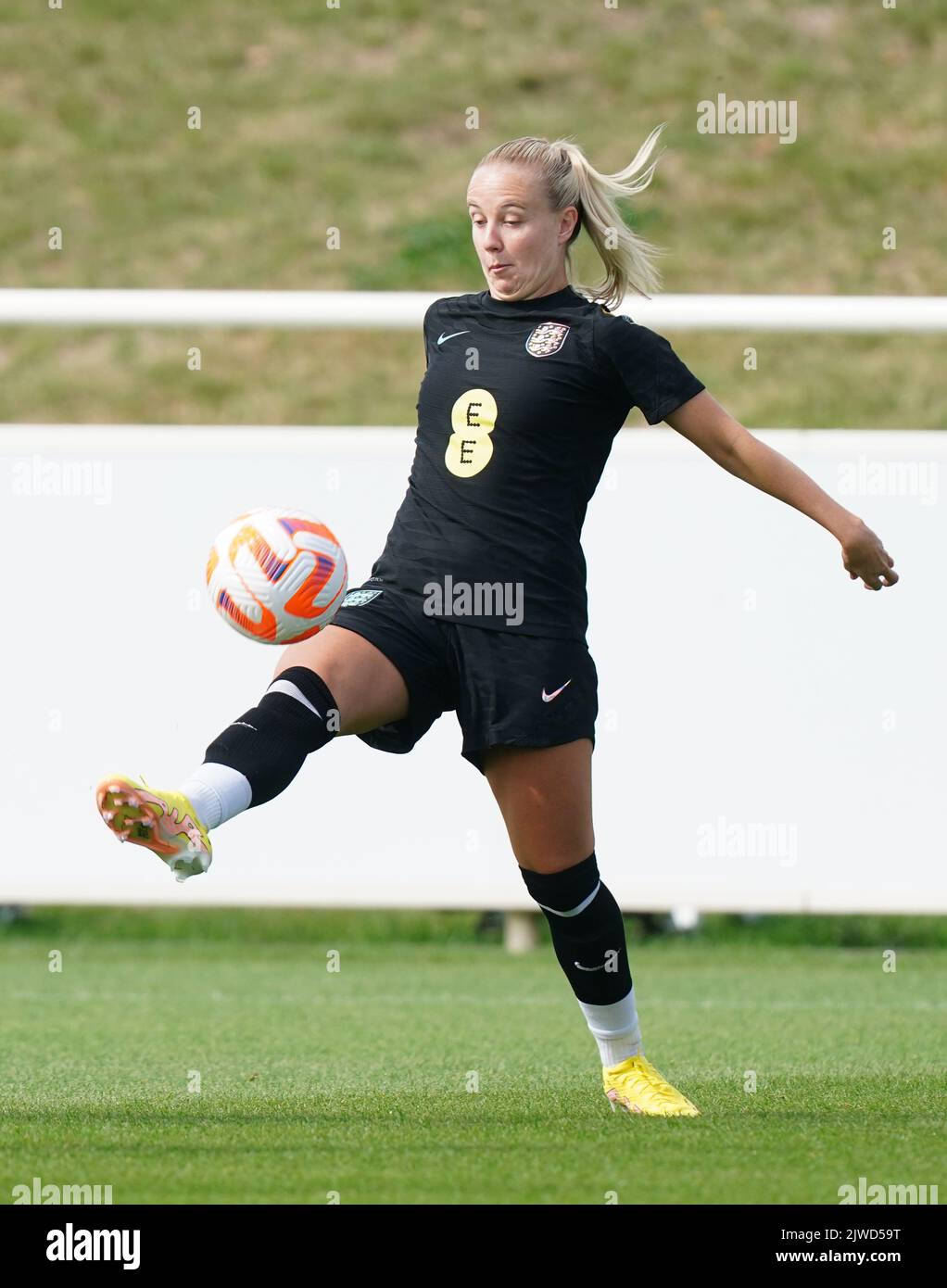 England's Beth Mead during a training session at St. George's Park ...