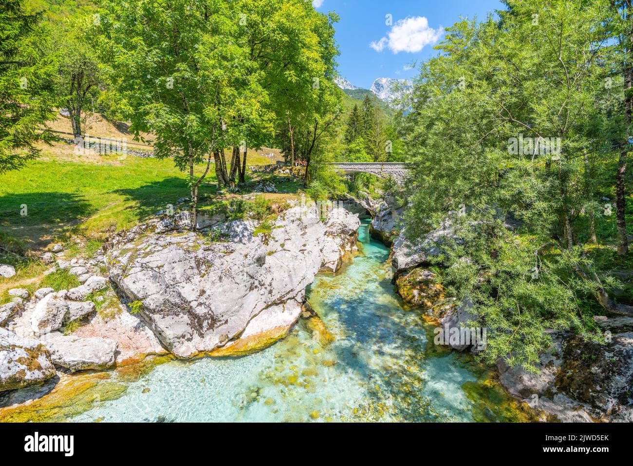 Clear water of Soca River at Small Soca Gorge Stock Photo - Alamy
