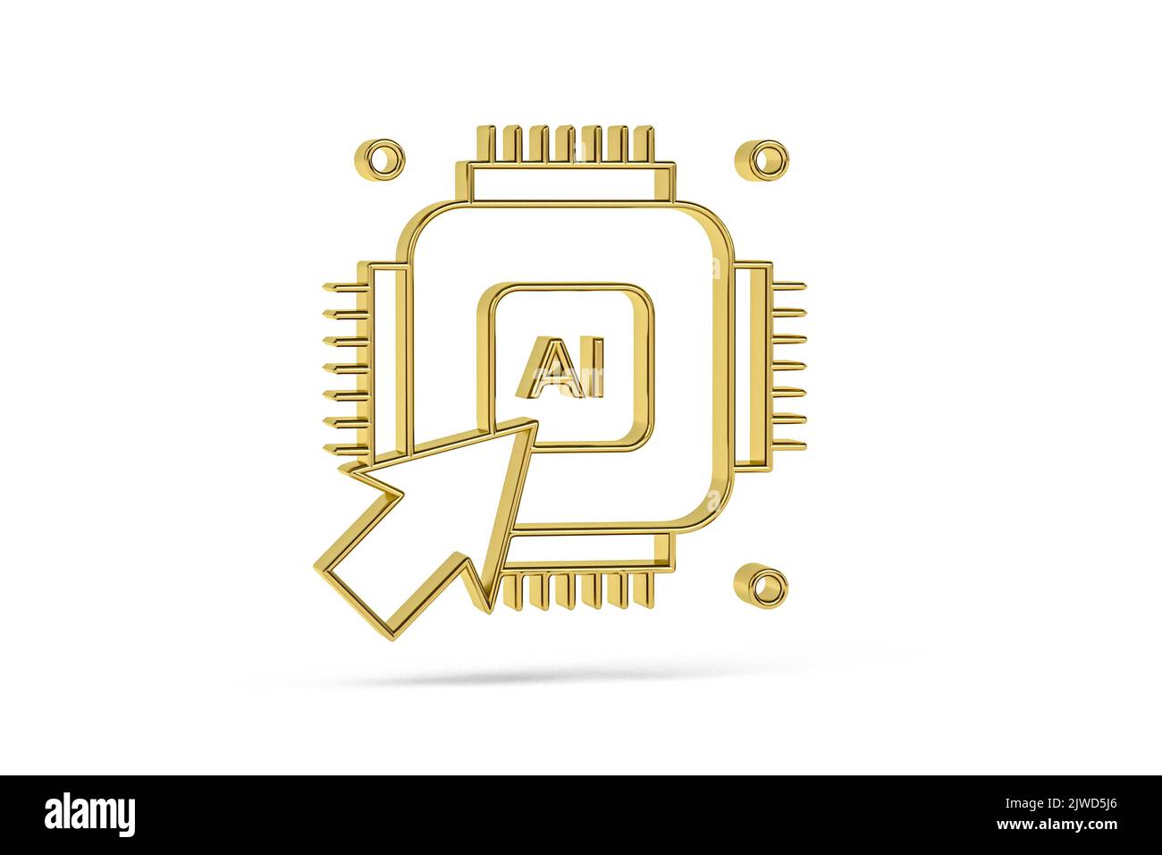 Golden 3d artificial intelligence icon isolated on white background ...
