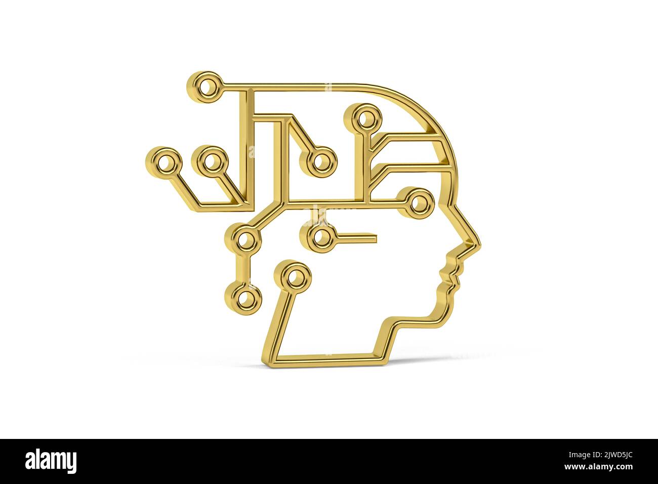 Golden 3d artificial intelligence icon isolated on white background ...