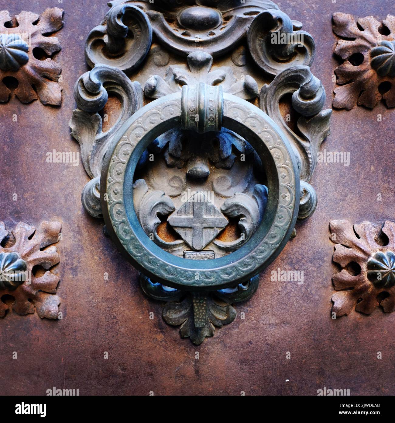 Beautiful ornate decorative vintage door knockers Stock Photo - Alamy