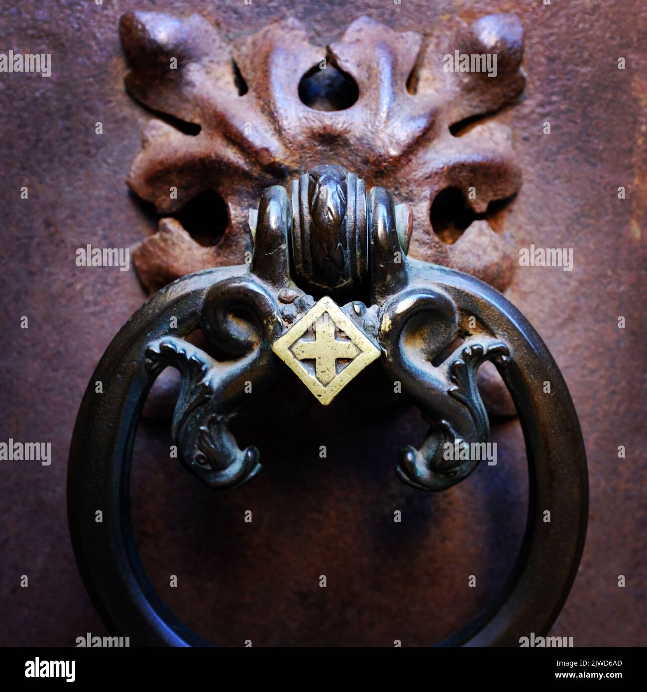 Beautiful ornate decorative vintage door knockers Stock Photo - Alamy